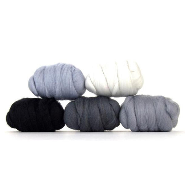Mixed Merino Wool Variety Pack | Hazy Gray (Grays) 250 Grams, 23 Micro ...
